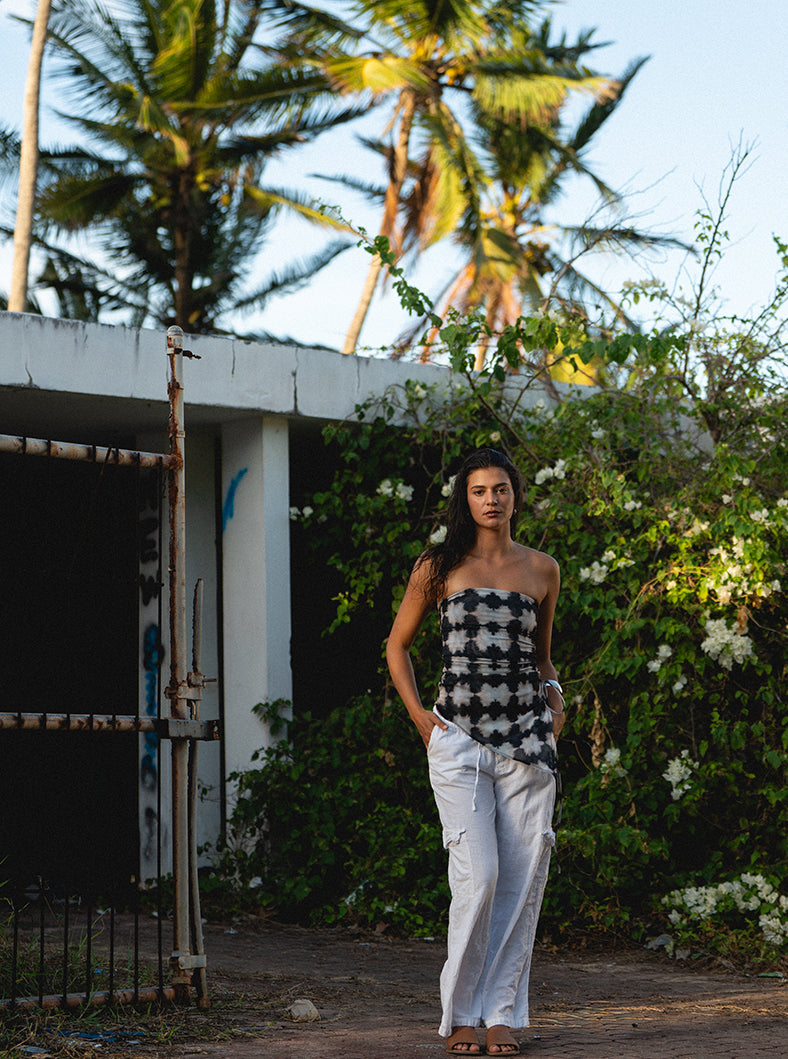 Strapless Mesh Asymmetrical Top- Shibori – Unofficial Swim